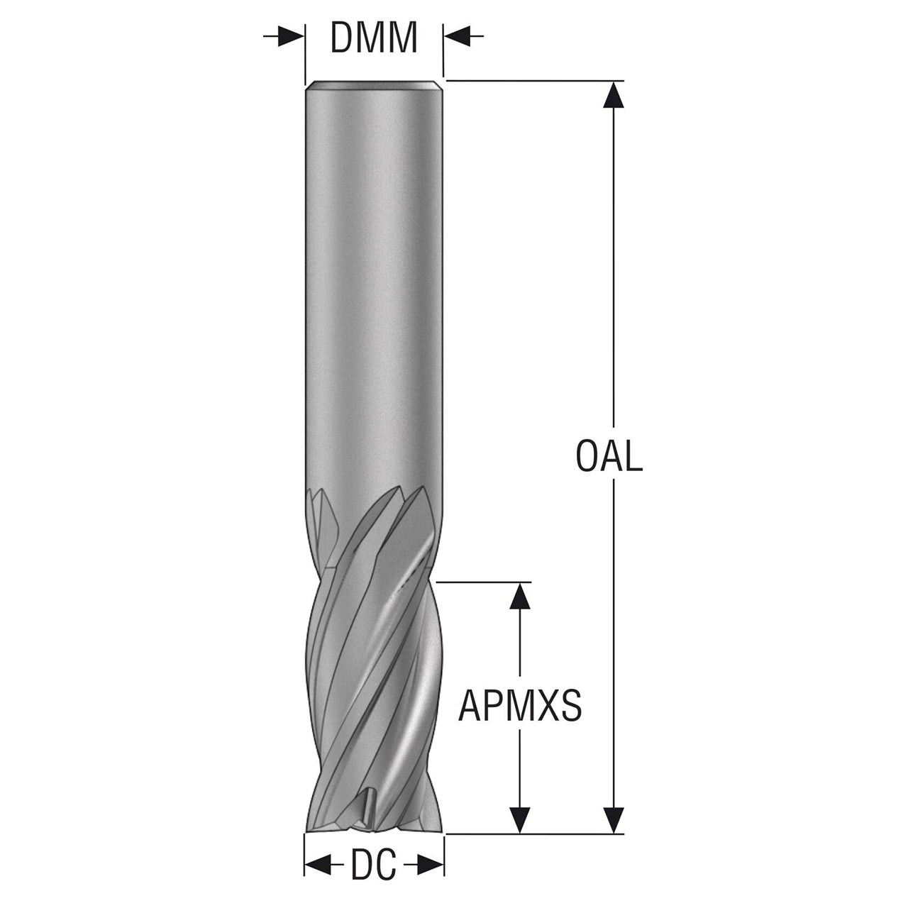 Seco Tools 10201822 | 6.35mm Shank x 50.80mm OAL 4 Flute 35 Degree Hel ...